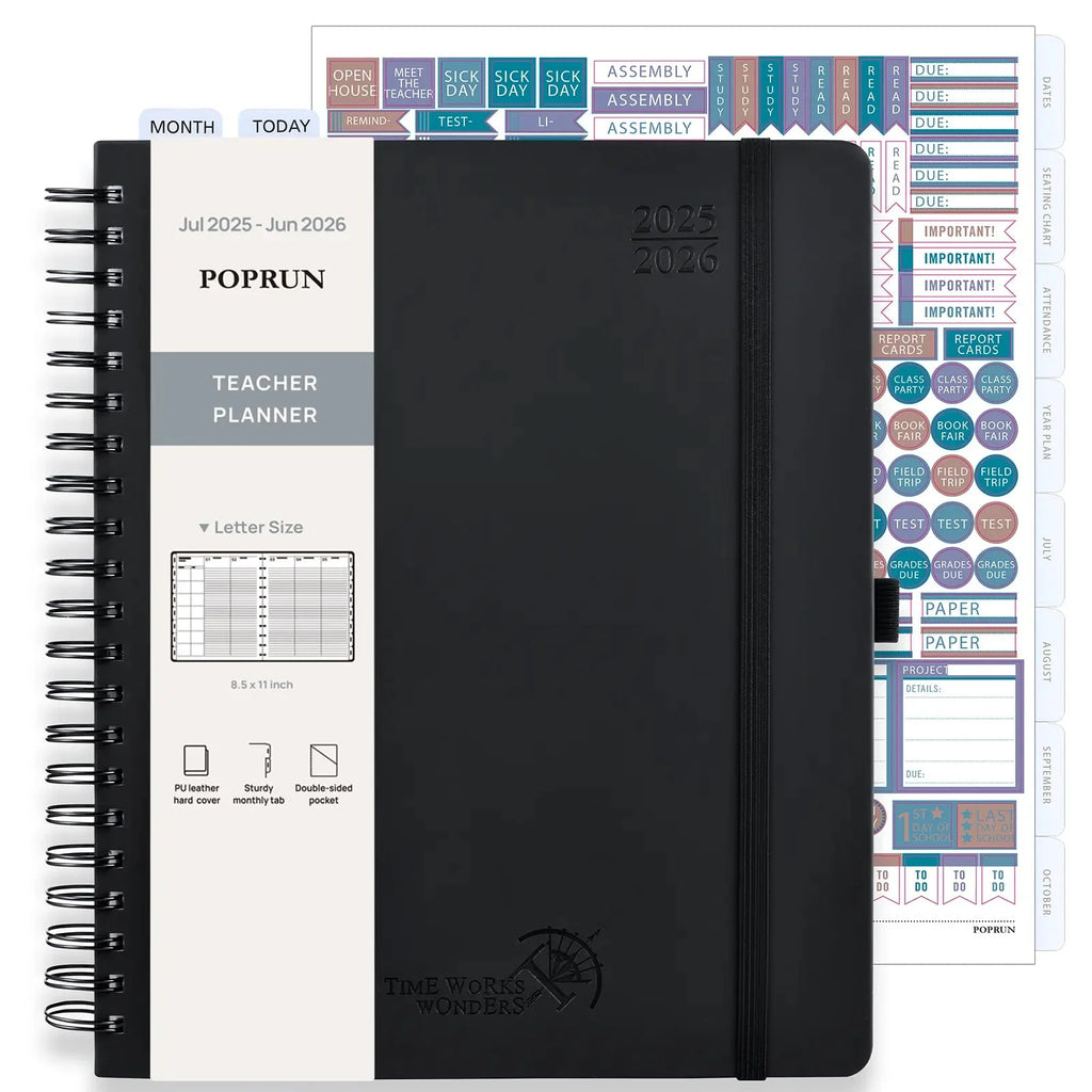 POPRUN 8.5x11 Teacher Planner 2025-2026 - O-Wire