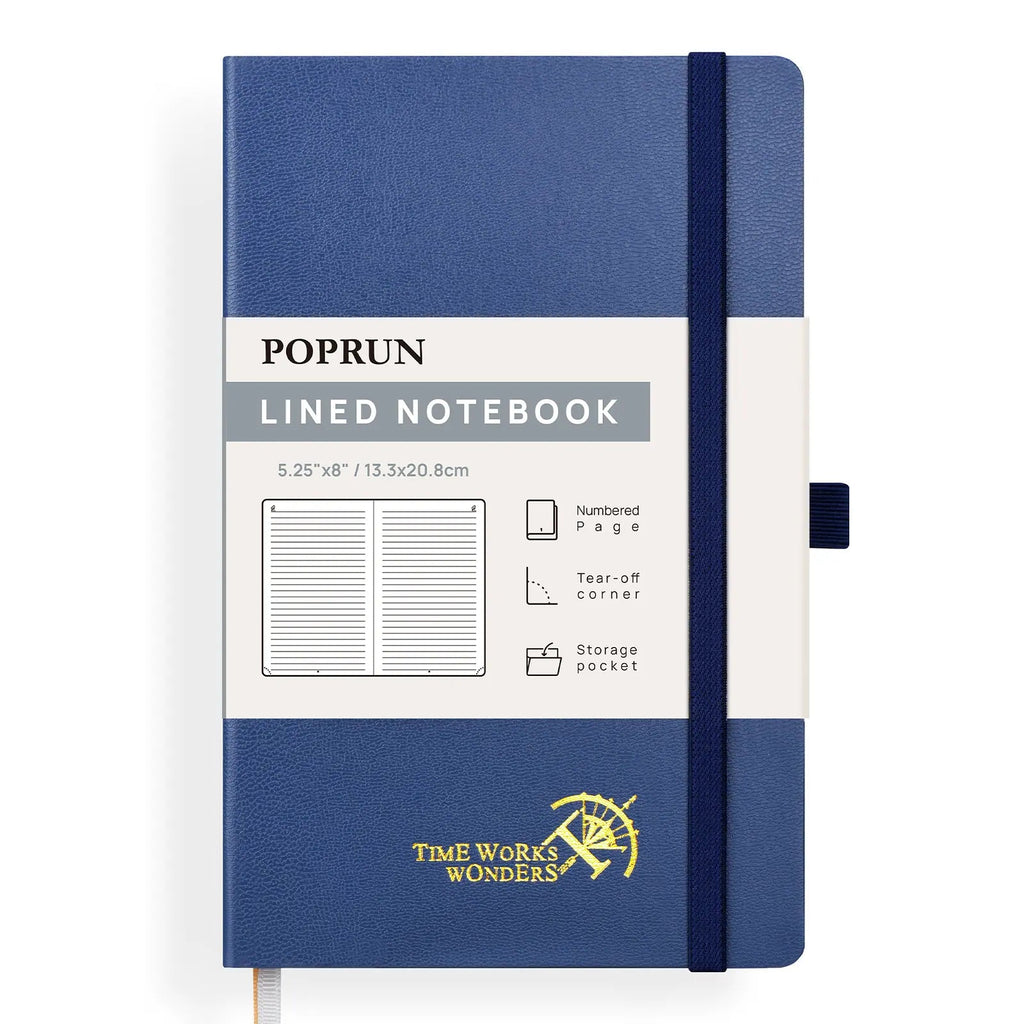 POPRUN A5 Horizontal Line Notebook - Navy Blue