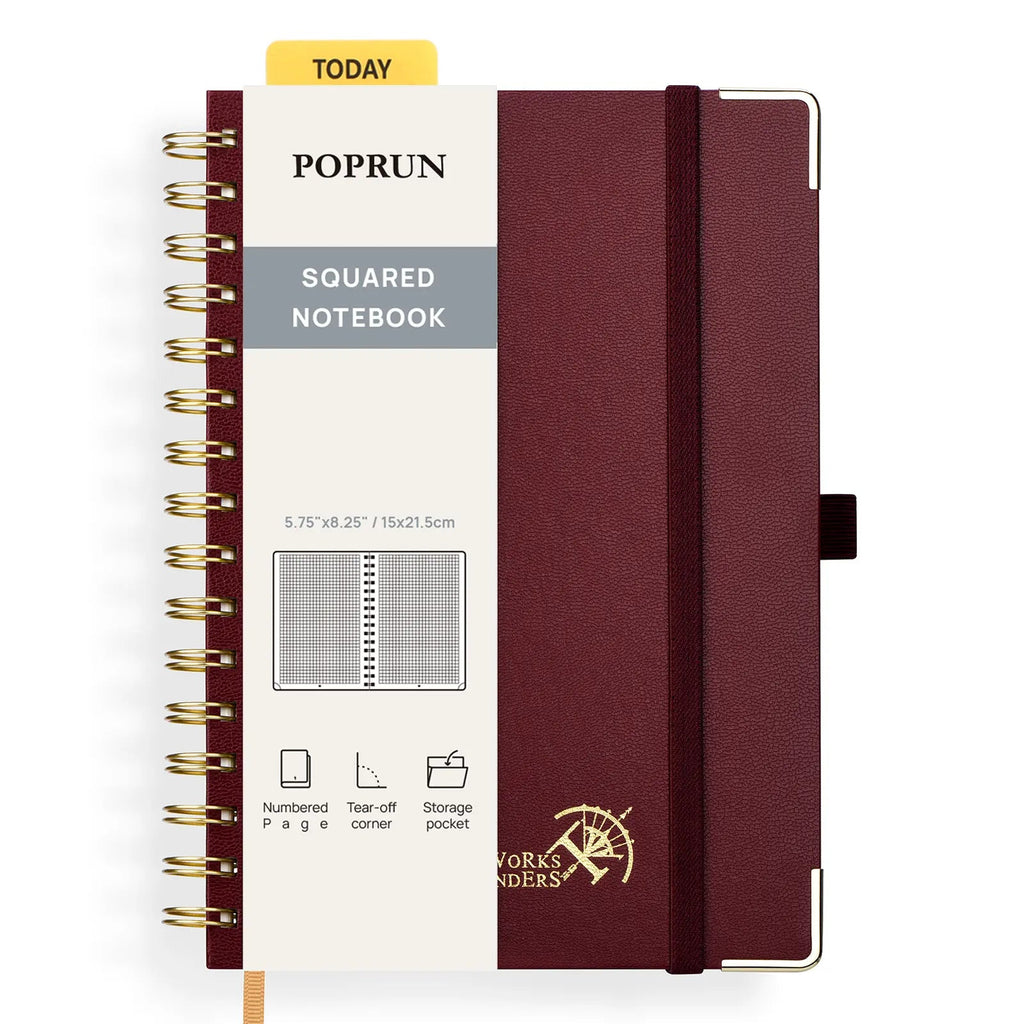 Burgundy POPRUN Grid Notebook – Bold & Beautiful