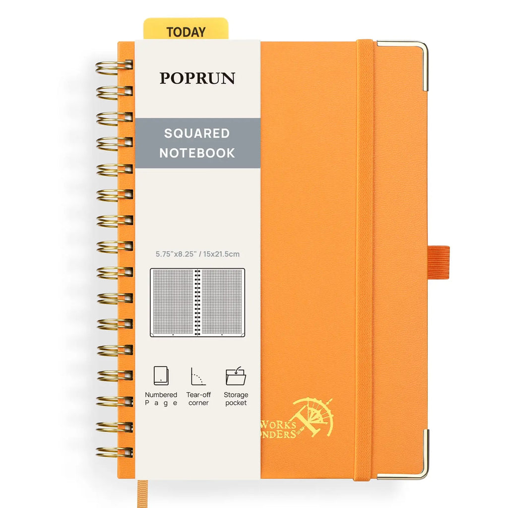 Orange POPRUN Grid Notebook – Bright & Creative